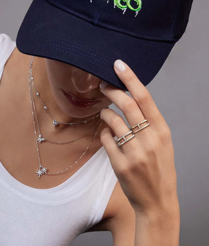 Bague APM Monaco Croisette double ligne pavé argent