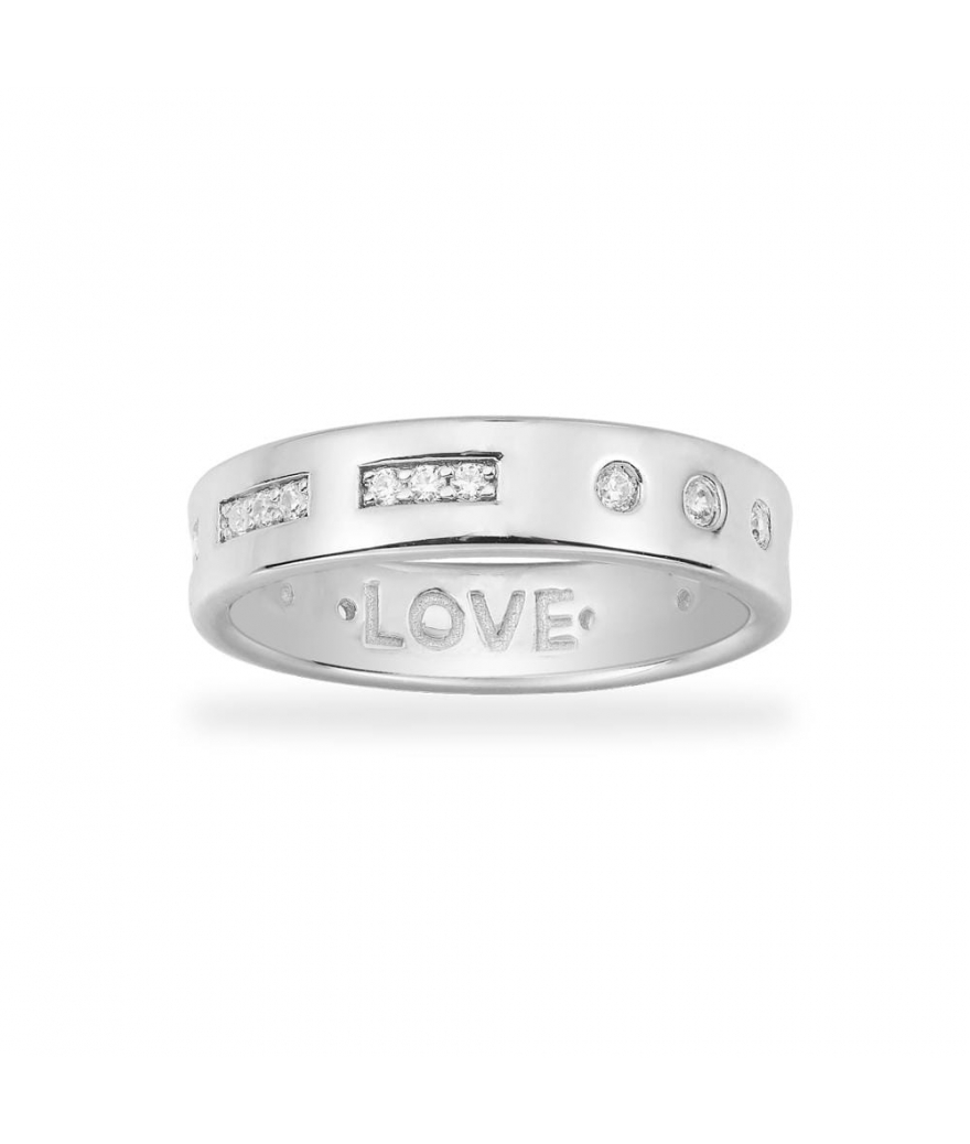 Bague APM Monaco Morse Code Love argent
