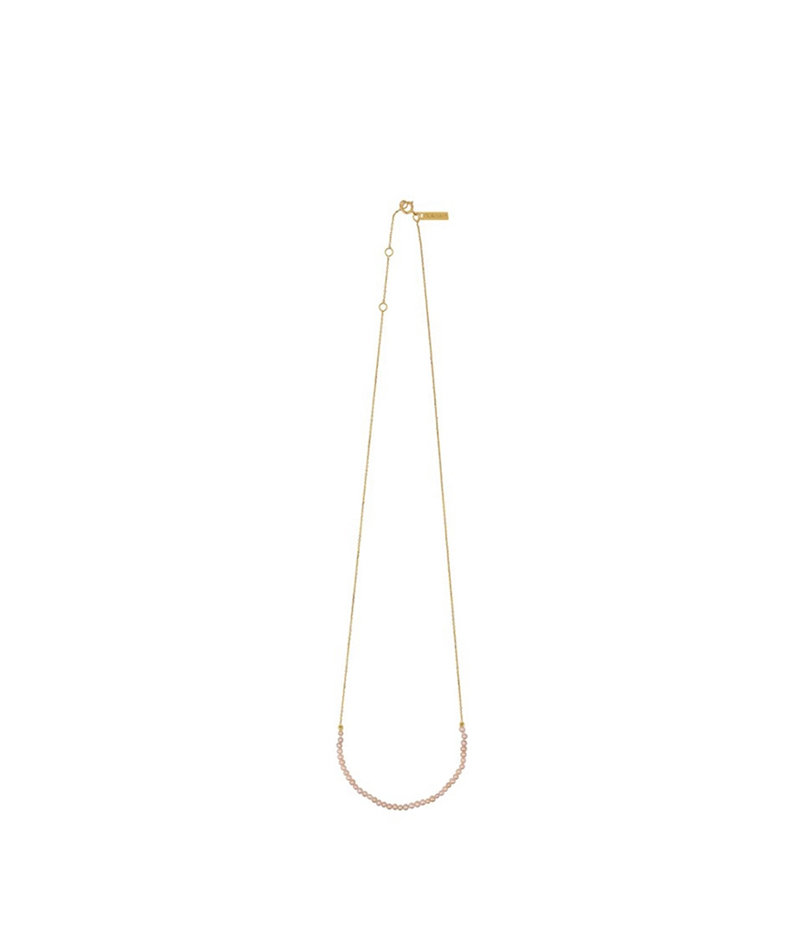 Collier Claverin Mini Rock My Pearls or jaune perles roses