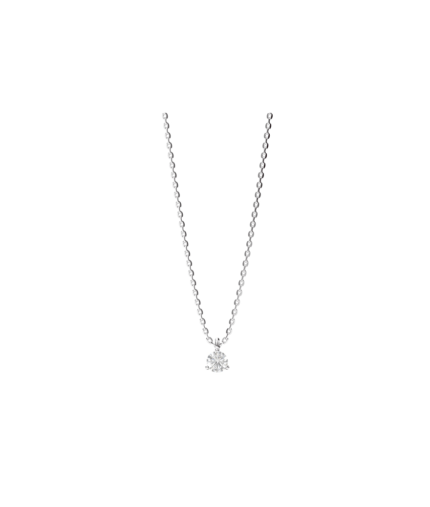 Collier solitaire Mademoiselle Frojo or blanc diamant 0.10ct