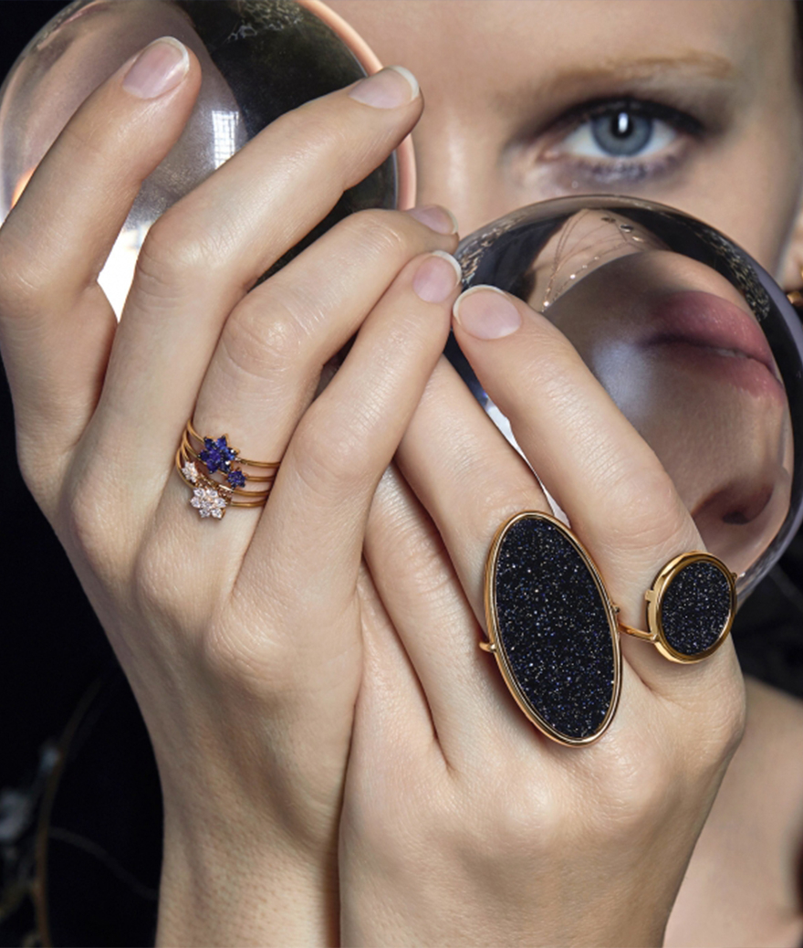 Bague Ginette NY mini diamond Star or rose